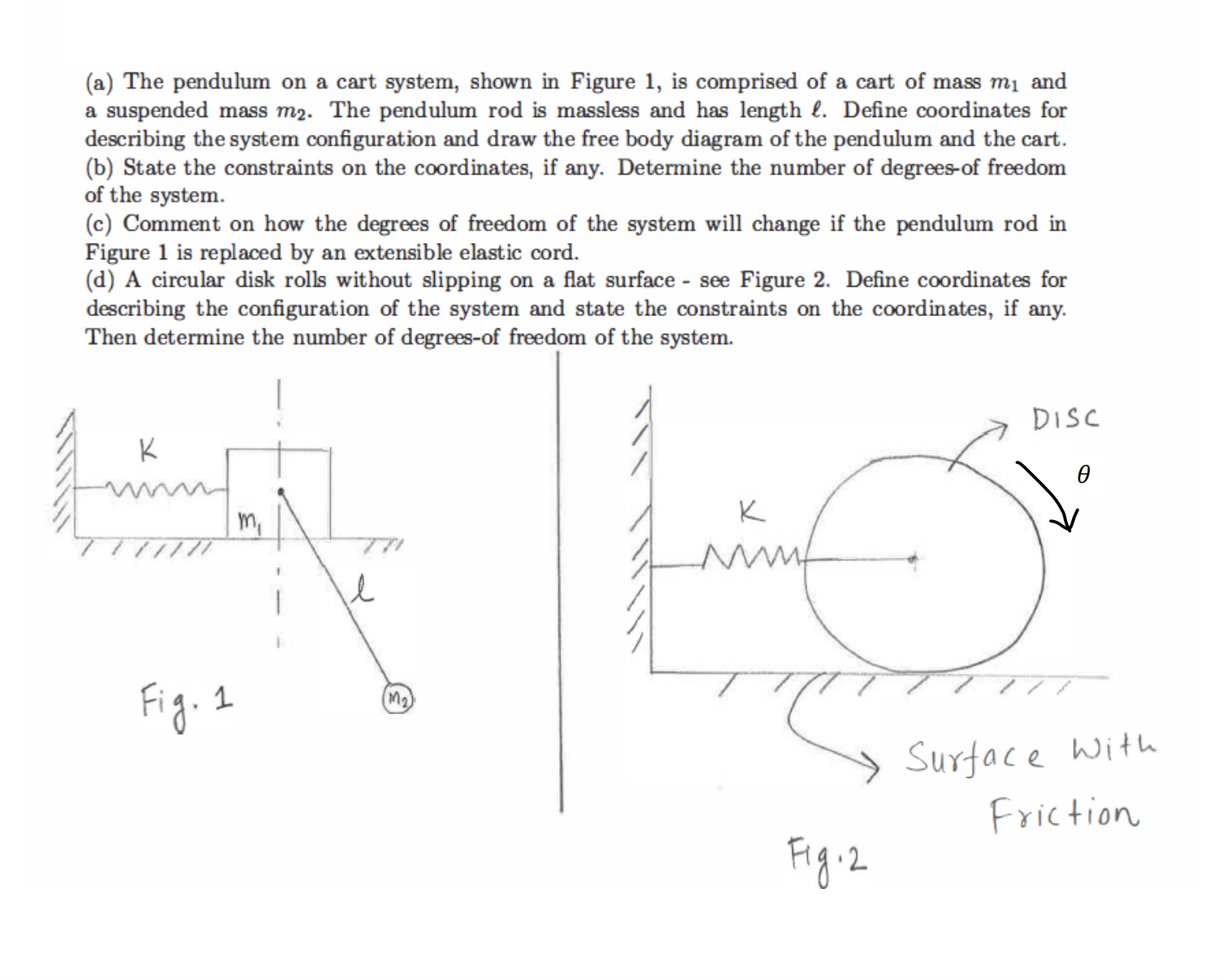 Solved The pendulum on a cart system, shown in Figure 1, ﻿is | Chegg.com