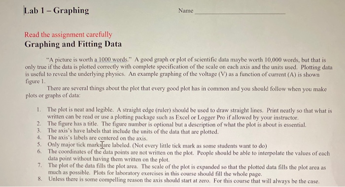 Lab 1 - Graphing Name Read the assignment carefully | Chegg.com