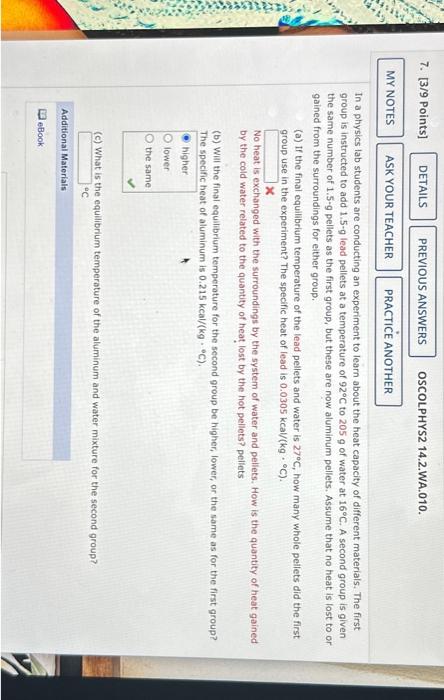 Solved In a physics lab students are conducting an | Chegg.com