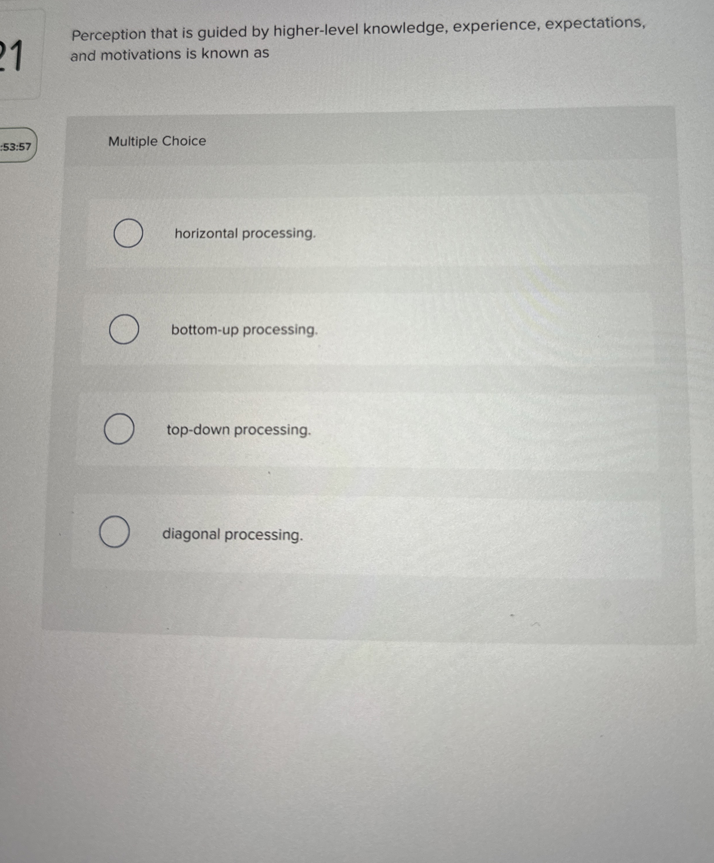Solved Perception that is guided by higher-level knowledge, | Chegg.com