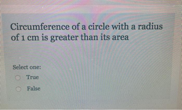 Solved Circumference of a circle with a radius of 1 cm is | Chegg.com