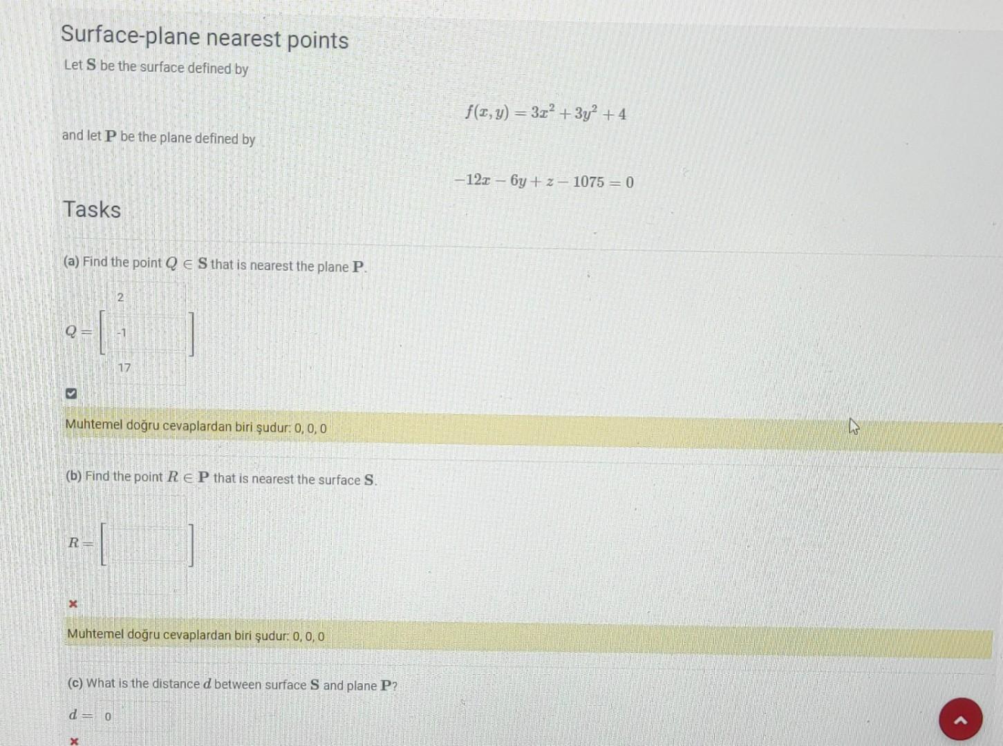 Solved Surface-plane nearest points Let S be the surface | Chegg.com