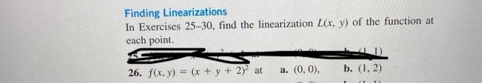 Solved Finding Linearizations In Exercises 25-30, find the | Chegg.com