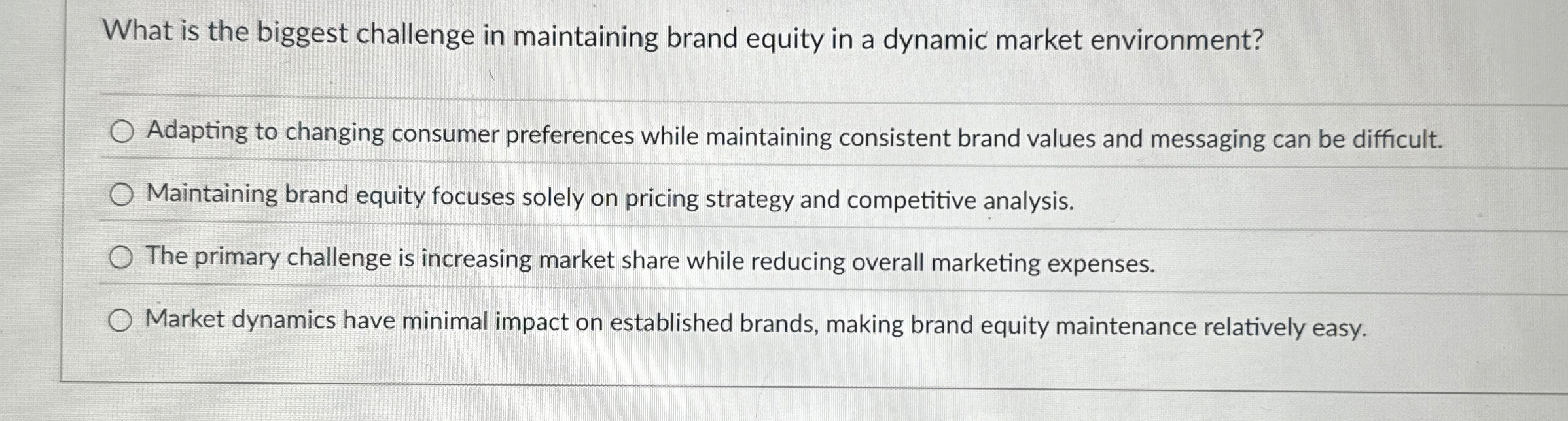 Solved What is the biggest challenge in maintaining brand | Chegg.com