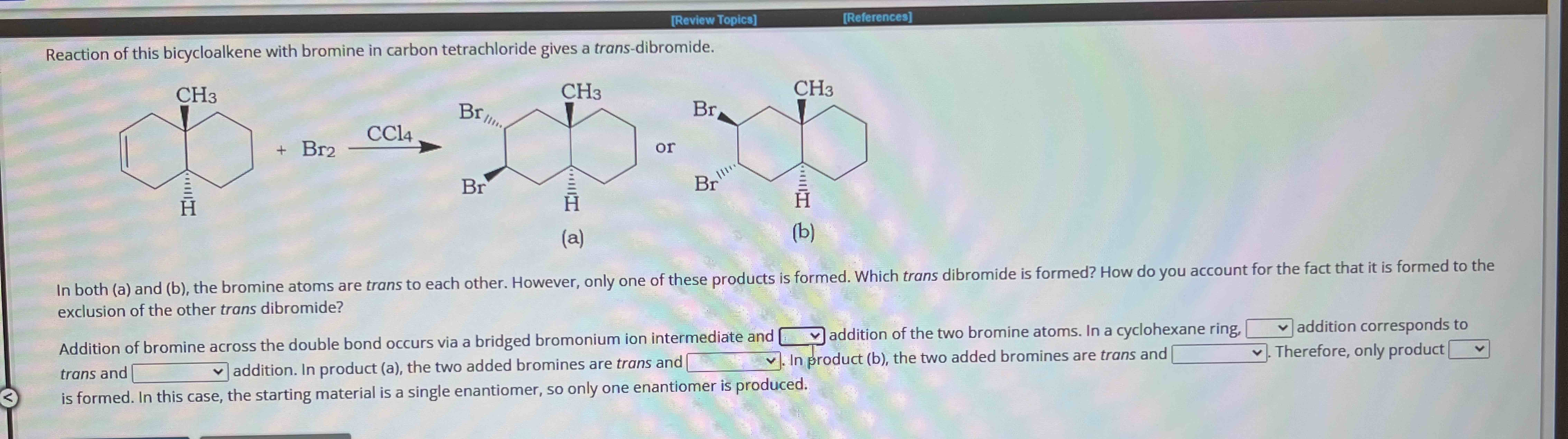 Reaction of this bicycloalkene with bromine in carbon | Chegg.com