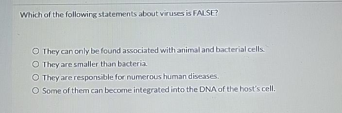 Solved Which of the following statements about viruses is | Chegg.com