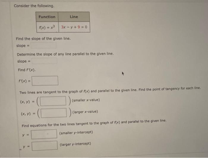 Solved Consider the following. Function Line f(x) = x3 3x - | Chegg.com