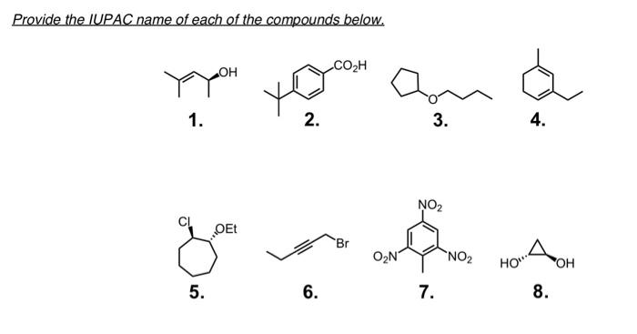 Solved Provide the IUPAC name of each of the compounds | Chegg.com