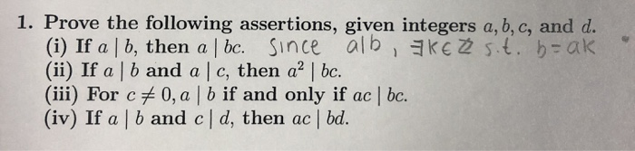 Solved 1. Prove the following assertions, given integers a, | Chegg.com