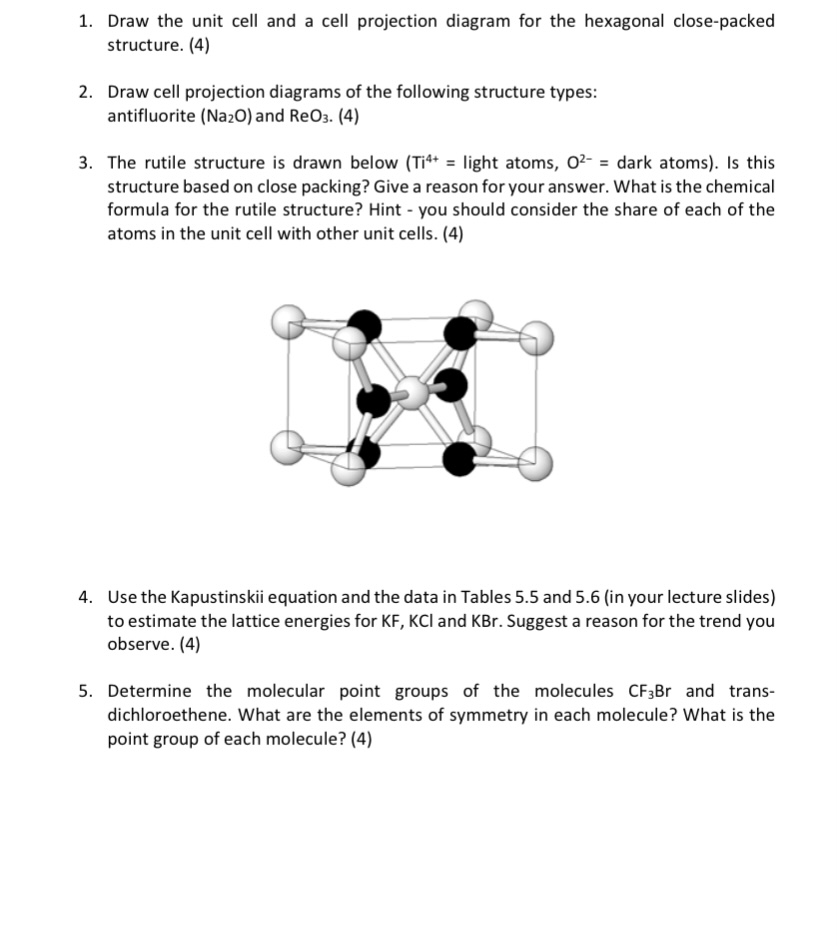 Solved Draw the unit cell and a cell projection diagram for | Chegg.com