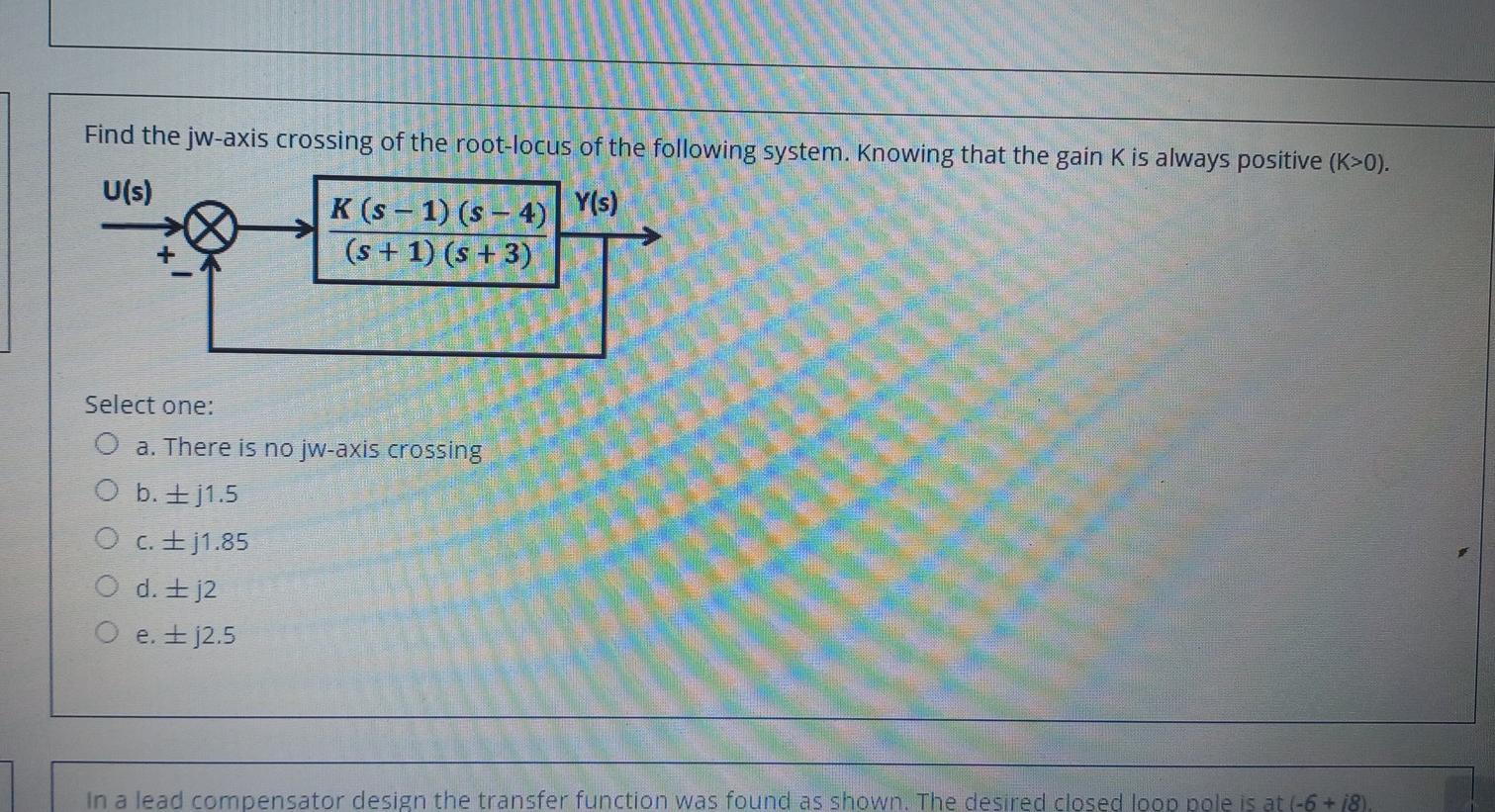 Solved Find the jw-axis crossing of the root-locus of the | Chegg.com
