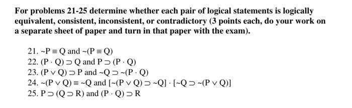 Solved For problems 21-25 determine whether each pair of | Chegg.com