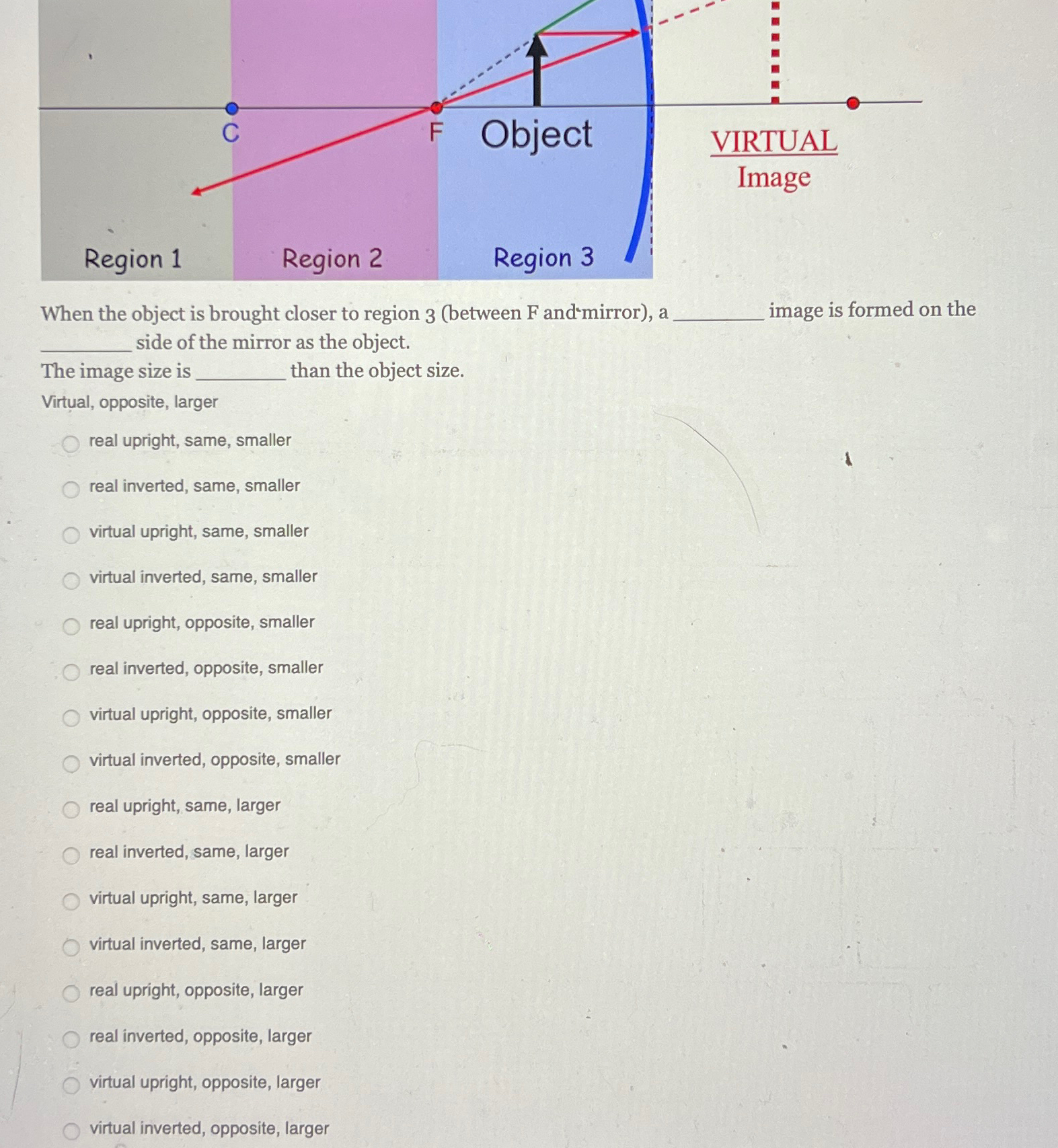 Solved When the object is brought closer to region | Chegg.com