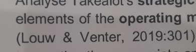 Solved elements of the operating (Louw & Venter, 2019:301) | Chegg.com