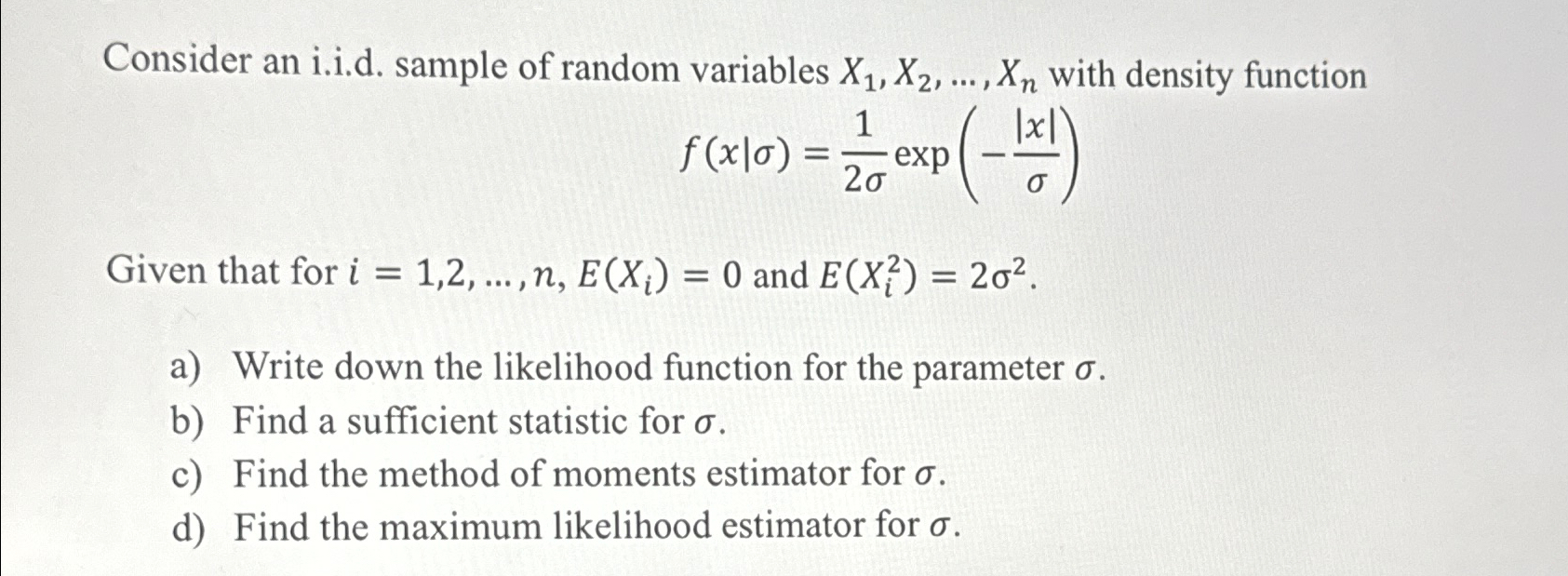 Solved Consider an i.i.d. ﻿sample of random variables | Chegg.com
