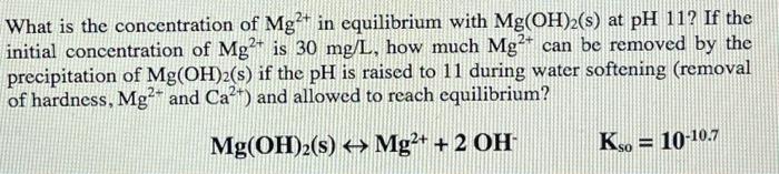 Solved 2+ What is the concentration of Mg in equilibrium | Chegg.com