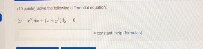 Solved (10 points) Solve the following differential | Chegg.com