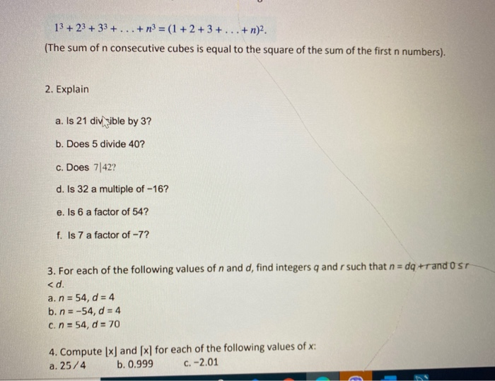 Solved 13 + 23 +33 + ... +13 = (1 + 2 + 3 + ... + n)2 (The | Chegg.com