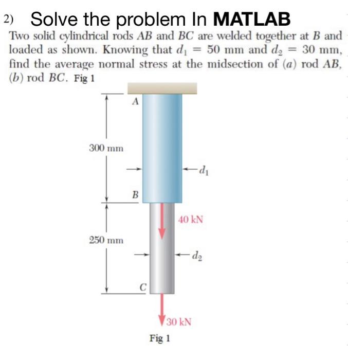 Solved 2) Solve the problem In MATLAB Two solid cylindrical | Chegg.com