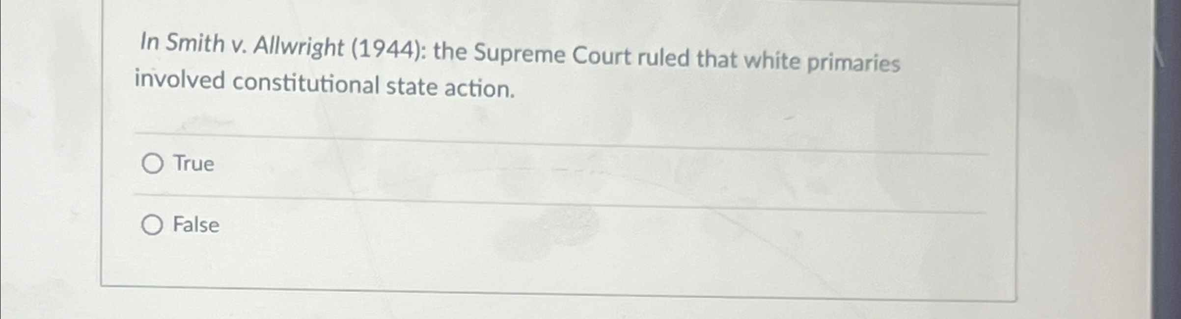 Solved In Smith v. ﻿Allwright (1944): the Supreme Court | Chegg.com