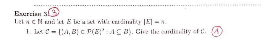 Solved Exercise 3. (3) Let n∈N and let E be a set with | Chegg.com