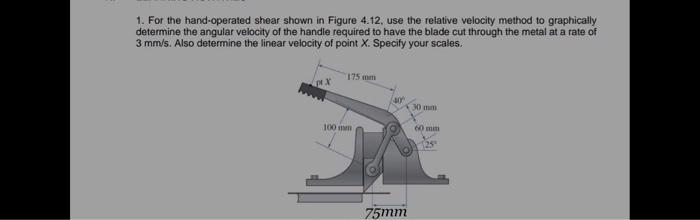 Solved 1. For the hand-operated shear shown in Figure 4.12, | Chegg.com