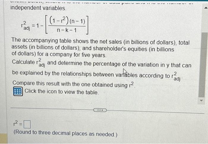 Solved The calculation of the coefficient of determination | Chegg.com