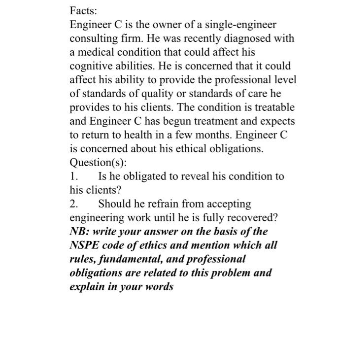 Solved racts: Engineer C is the owner of a single-engineer | Chegg.com