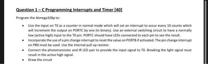 Question 1 C Programming Interrupts And Timer 40 