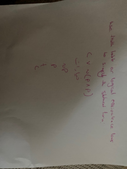 use truth table or logical equivalence laws to simply | Chegg.com