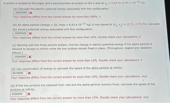 Solved proton is located at the origin, and a second proton | Chegg.com