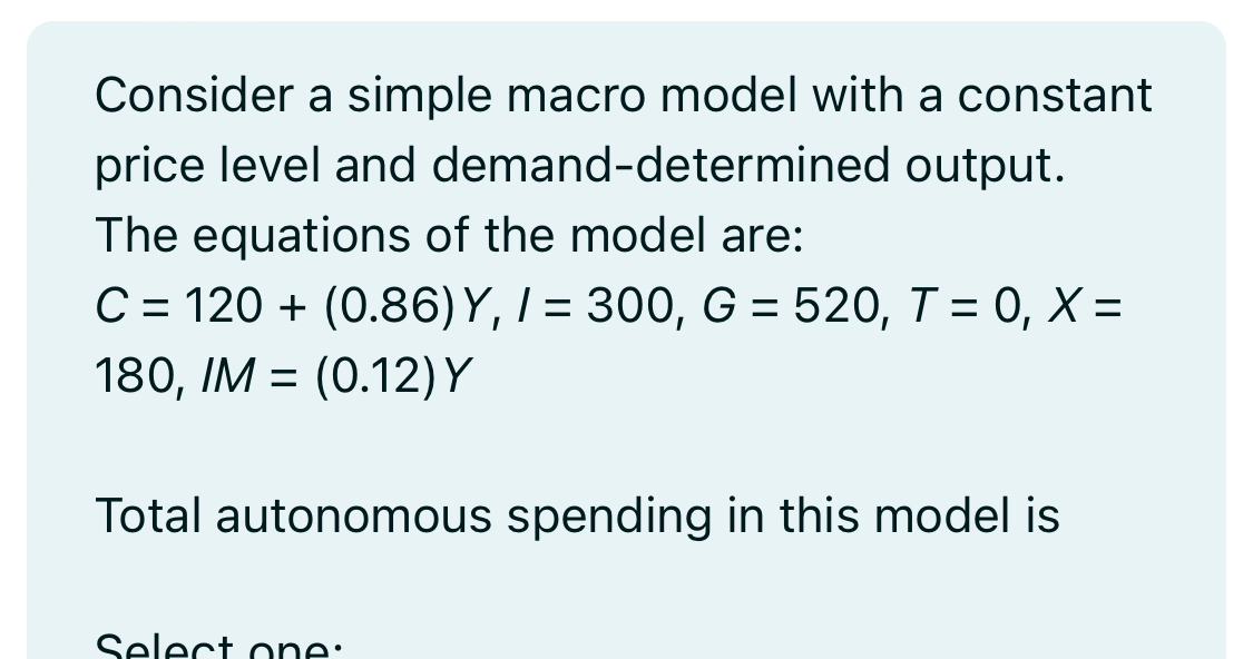 Solved Consider a simple macro model with a constant price | Chegg.com