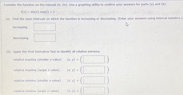 Solved Consider The Function On The Interval 0 2π Use A 8353