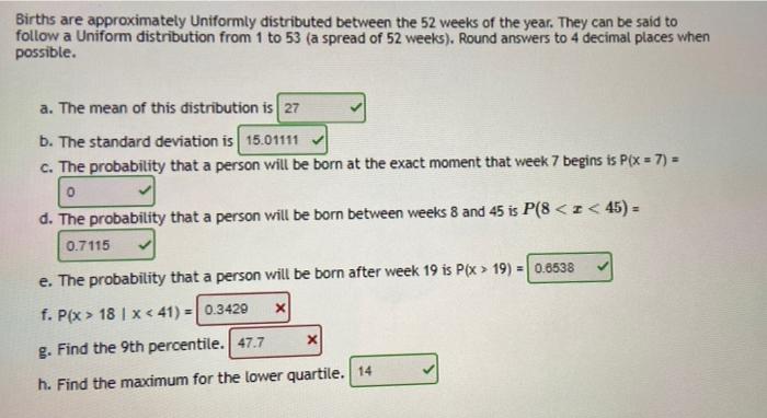Solved Births are approximately Uniformly distributed | Chegg.com