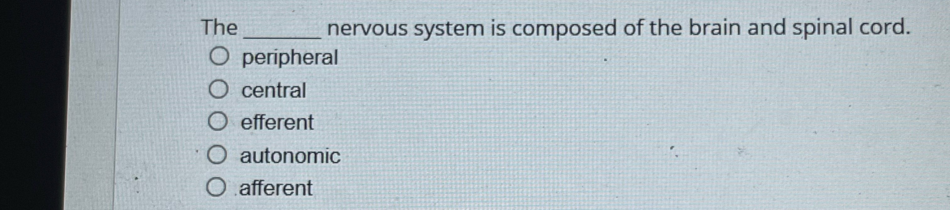 Solved The q, ﻿nervous system is composed of the brain and | Chegg.com
