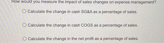 Solved How would you measure the impact of sales changes on | Chegg.com