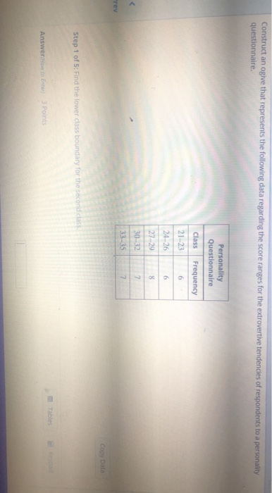 Solved Construct an ogive that represents the following data | Chegg.com