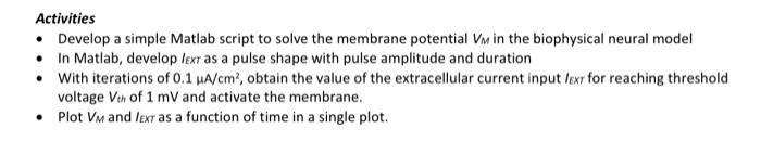 Activities - Develop a simple Matlab script to solve | Chegg.com