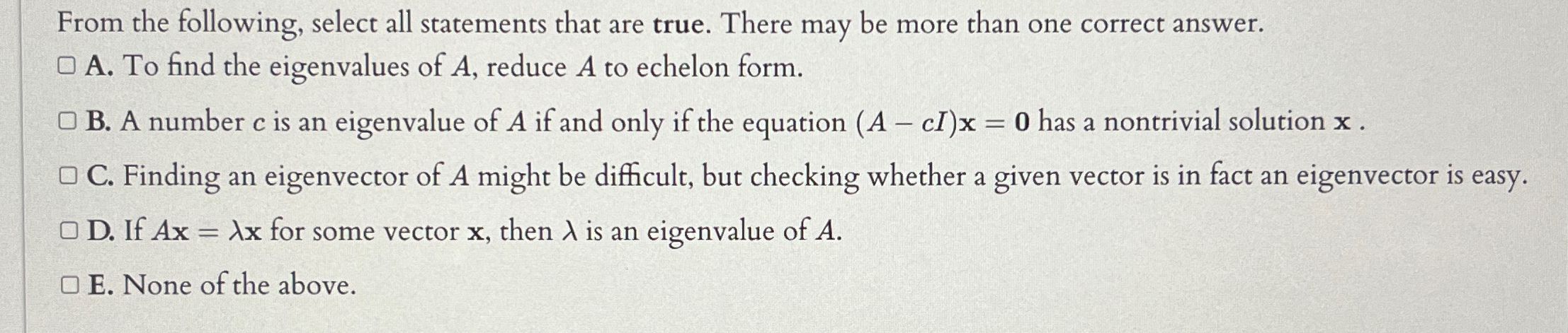 Solved From the following, select all statements that are | Chegg.com