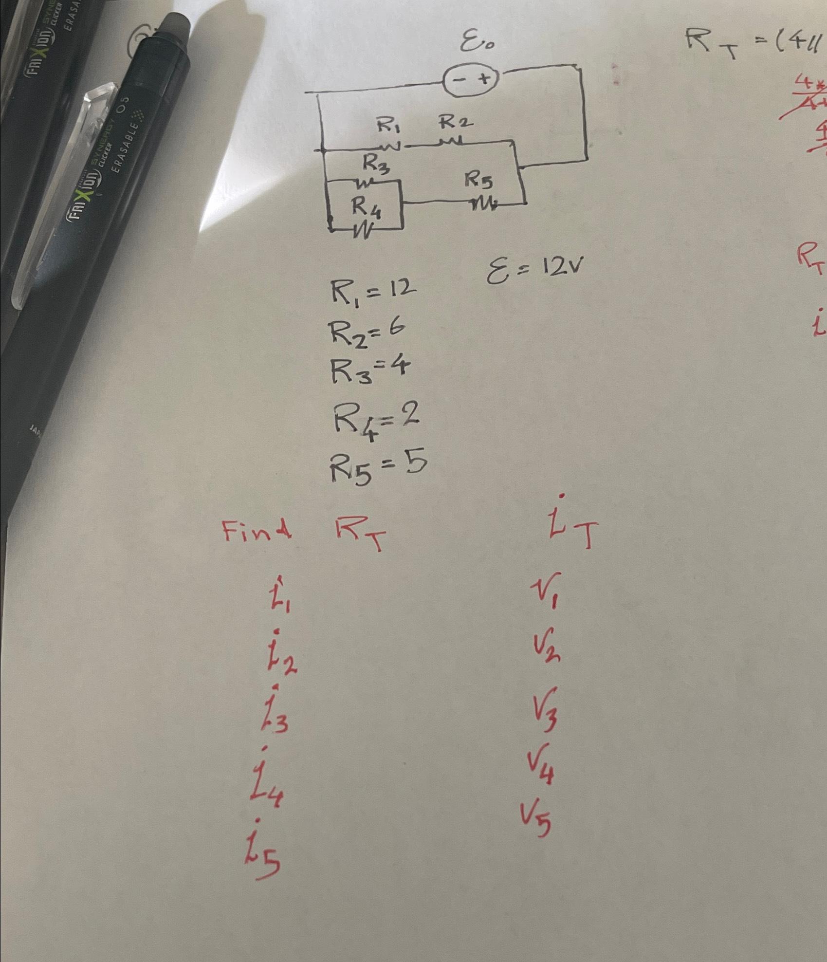 Solved R1=12R2=6R3=4R4=2R5=5Find RTiV1V2V3V4V5 | Chegg.com
