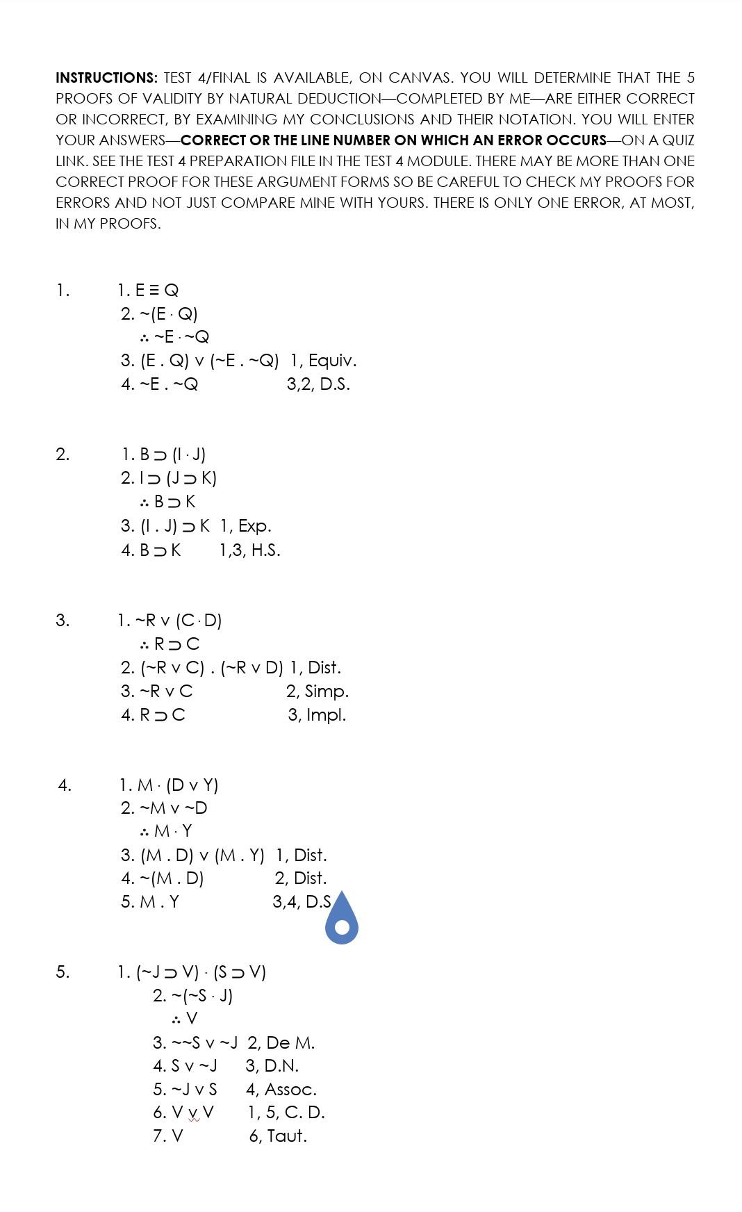 INSTRUCTIONS: TEST 4/FINAL IS AVAILABLE, ON CANVAS. | Chegg.com