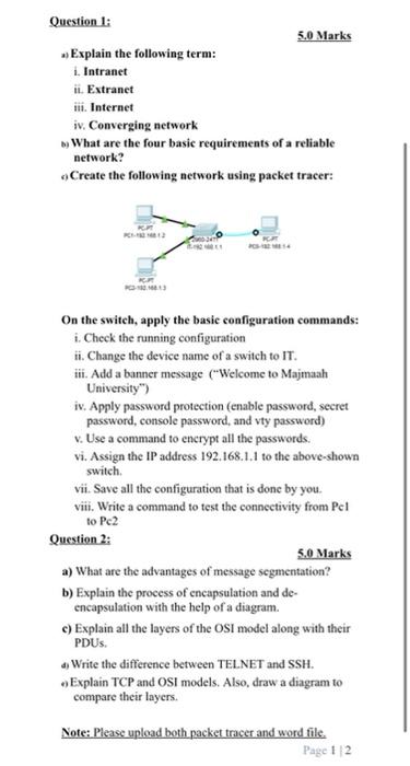 Solved Question 1: 5.0 Marks a) Explain the following term: | Chegg.com