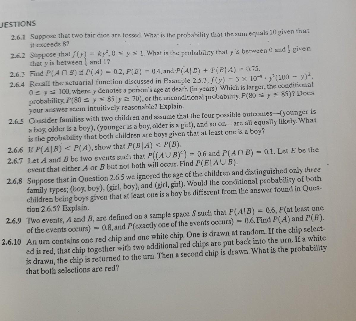 Solved 2.6.1 Suppose that two fair dice are tossed. What is | Chegg.com