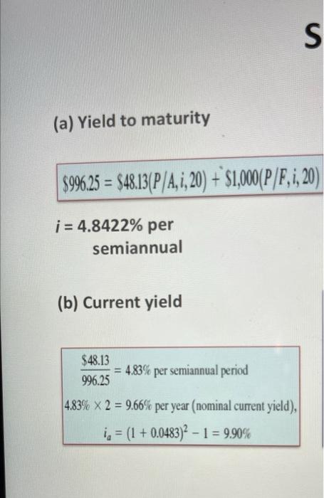 Solved Example 4.20: Yield to Maturity and Current Yield | Chegg.com