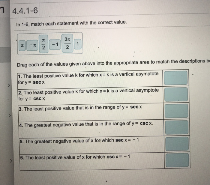 Solved n 4.4.1-6 In 1-6, match each statement with the | Chegg.com