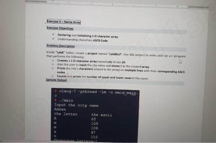 Solved Exercise 3 -Name Array Exercise Objectives Declaring | Chegg.com