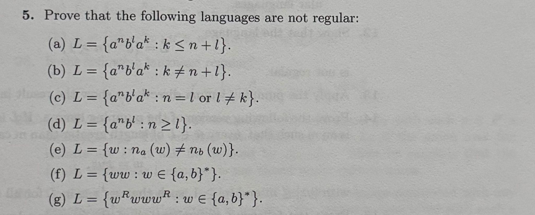 Solved Prove that the following languages are not | Chegg.com