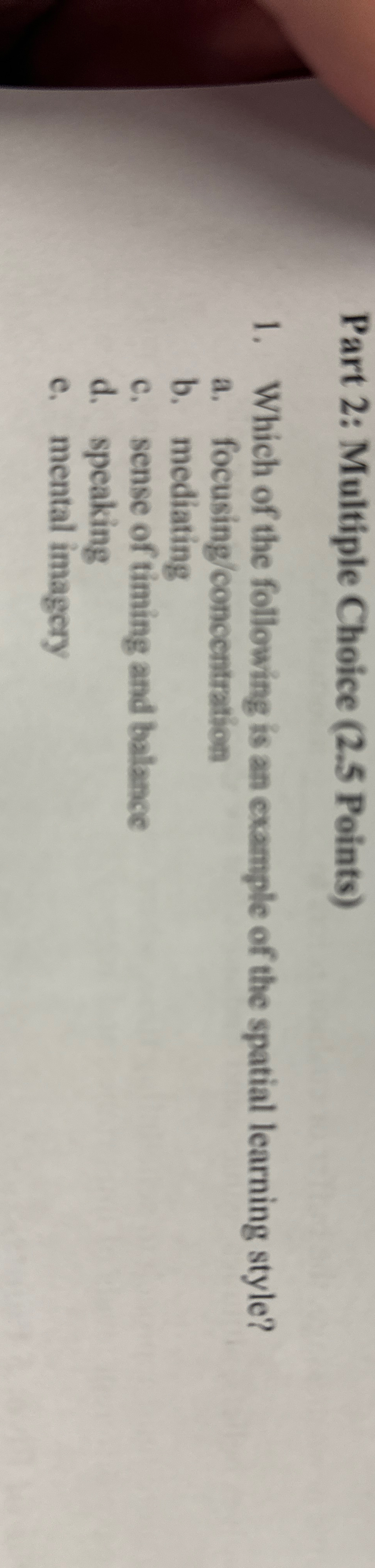 Solved Part 2: Multiple Choice (2.5 ﻿Points)Which of the | Chegg.com