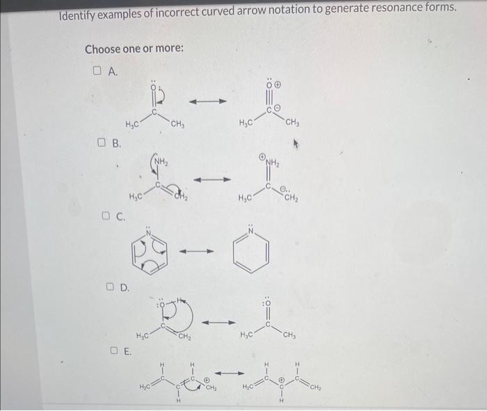 Solved Identify examples of incorrect curved arrow notation | Chegg.com