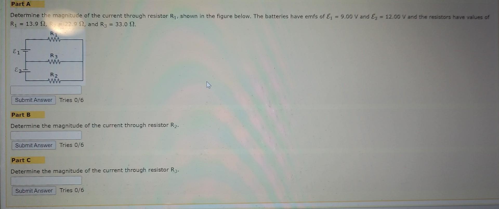 Solved Determine the magnitude of the current through | Chegg.com